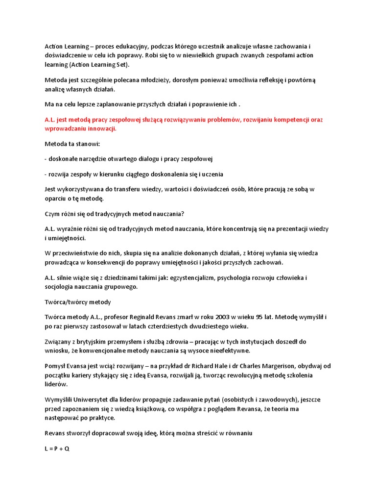 Action Learning | PDF