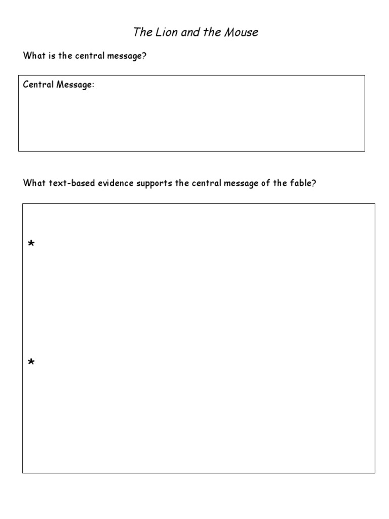 Central Message of The Lion and the Mouse | PDF | Language Arts ...