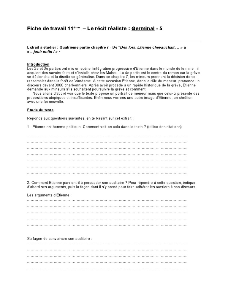 Fiche 9 Recitreal Germinal-5 | PDF
