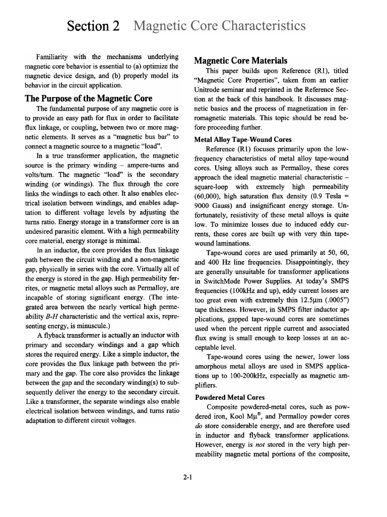 Magnetic Core Characteristics | PDF