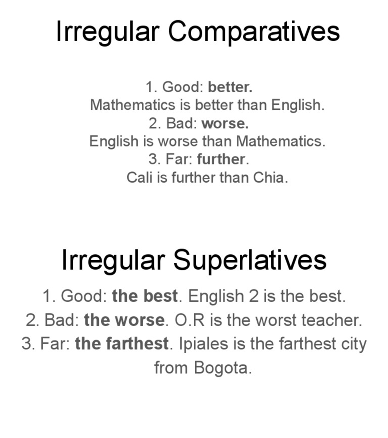 Irregular Comparatives-Superlatives | PDF