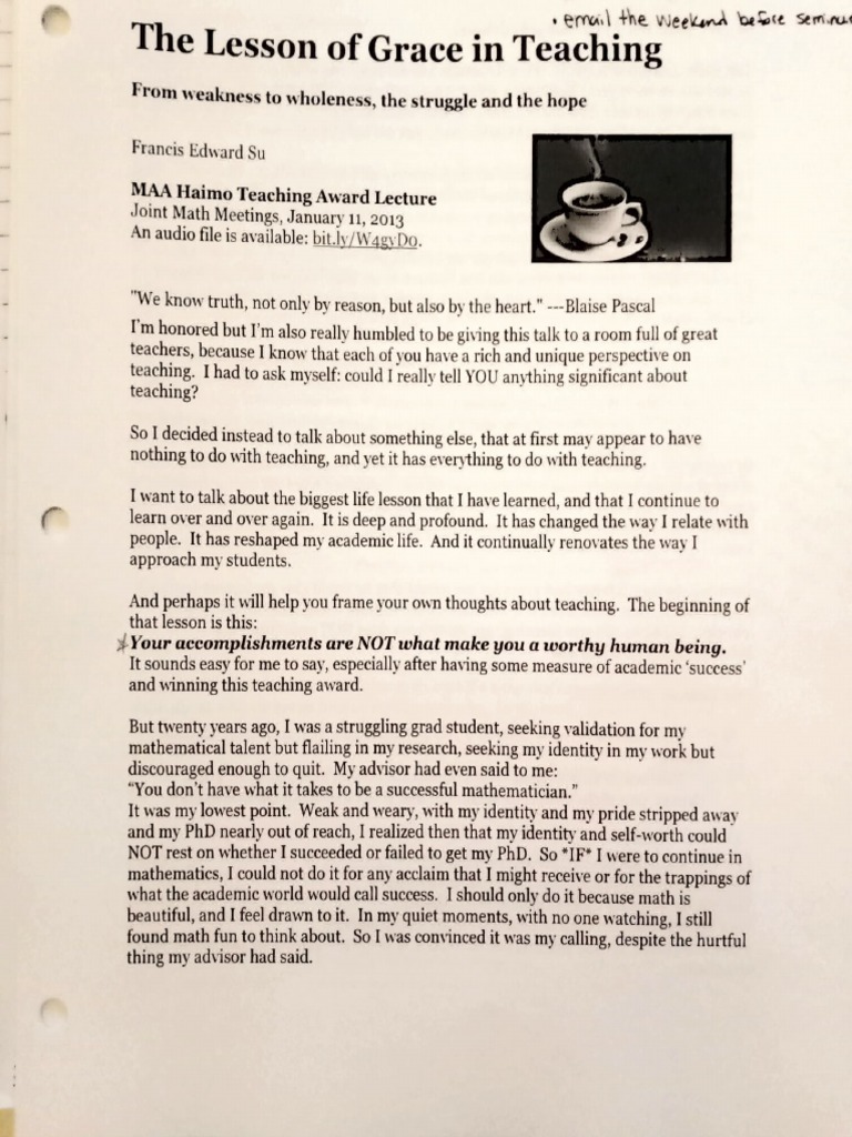 The Lesson of Grace in Teaching | PDF | Dignity | Teaching Mathematics