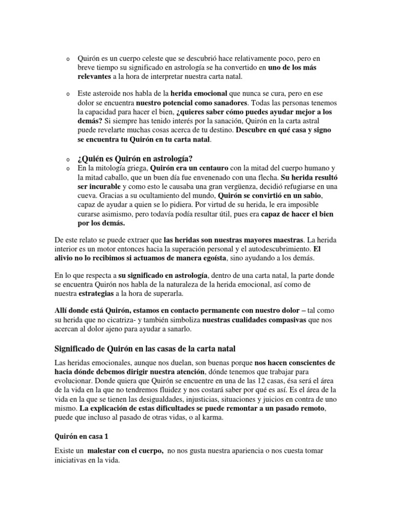 Quirón: Heridas y Sanación en Astrología | PDF | Horóscopo | Las emociones