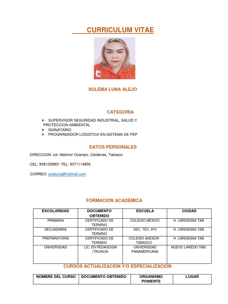 CV - Luna Alejo Sulema | PDF