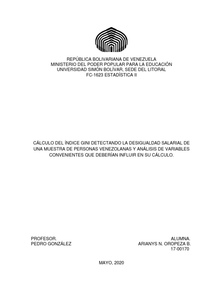 Cálculo del Índice de Gini en Venezuela | PDF | Discriminación y ...