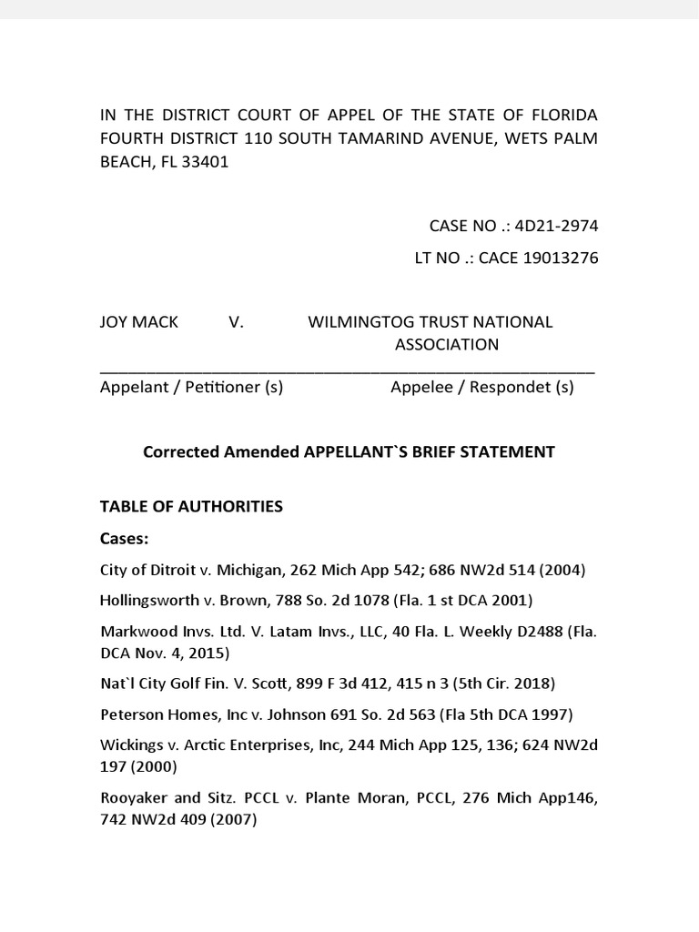 Florida Appeal Brief: Jurisdiction Issues | PDF | Appeal | Judgment (Law)