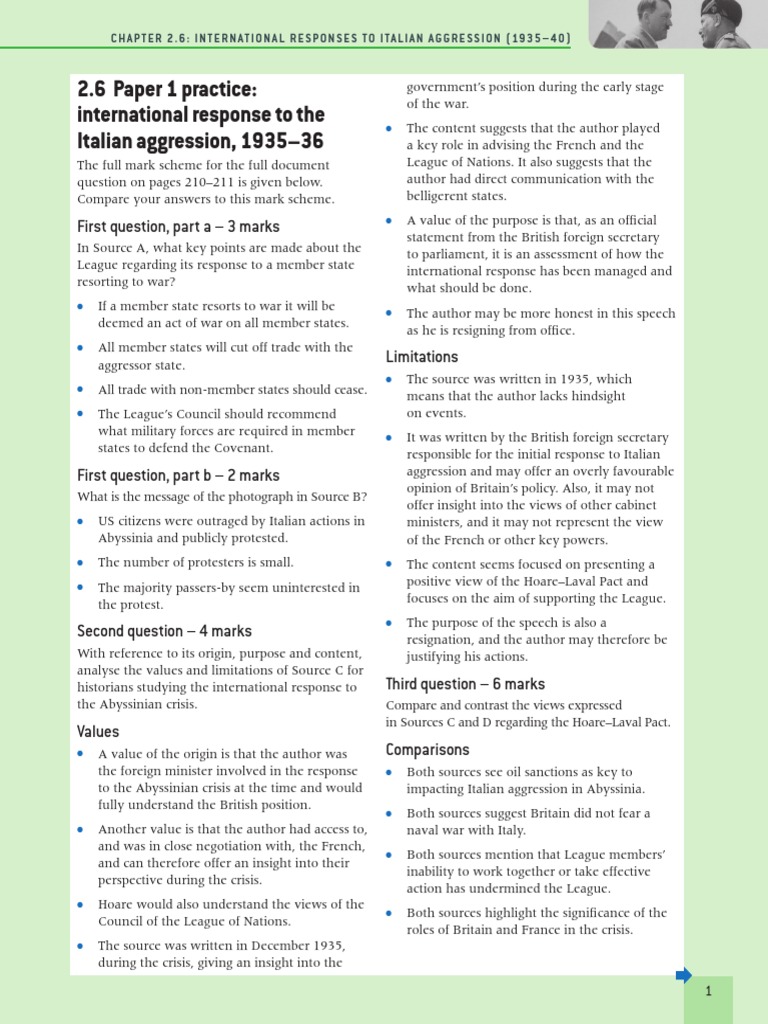 International response to Italian aggression weakened the League of ...