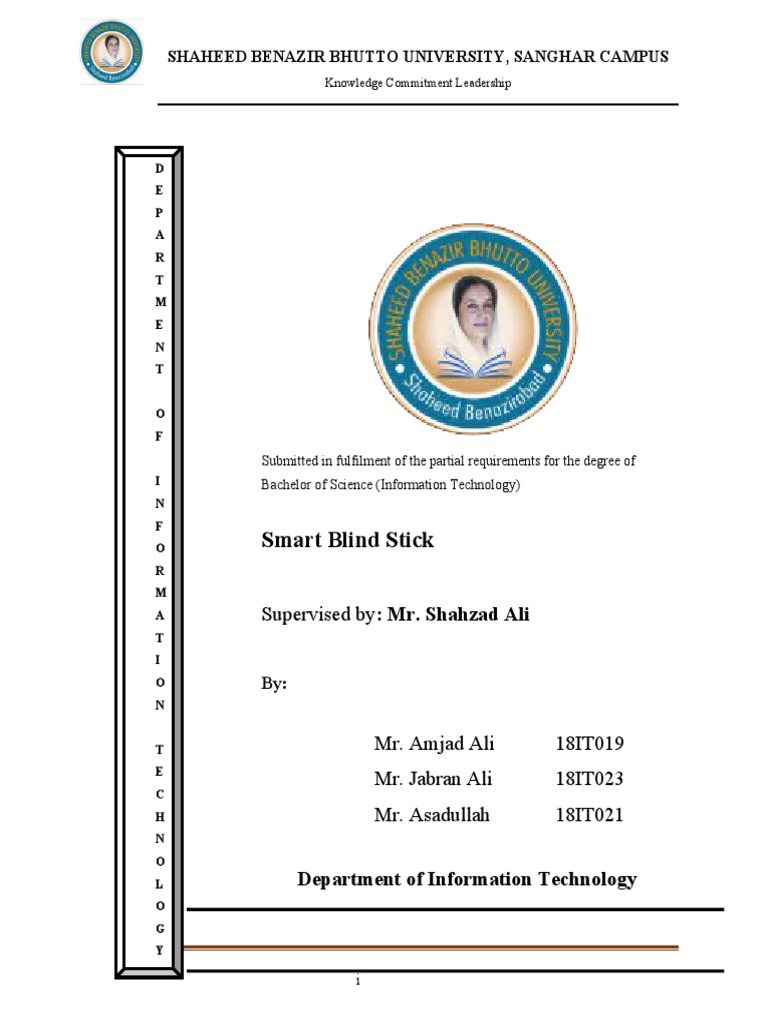 Smart Blind Stick: Shaheed Benazir Bhutto University, Sanghar Campus ...