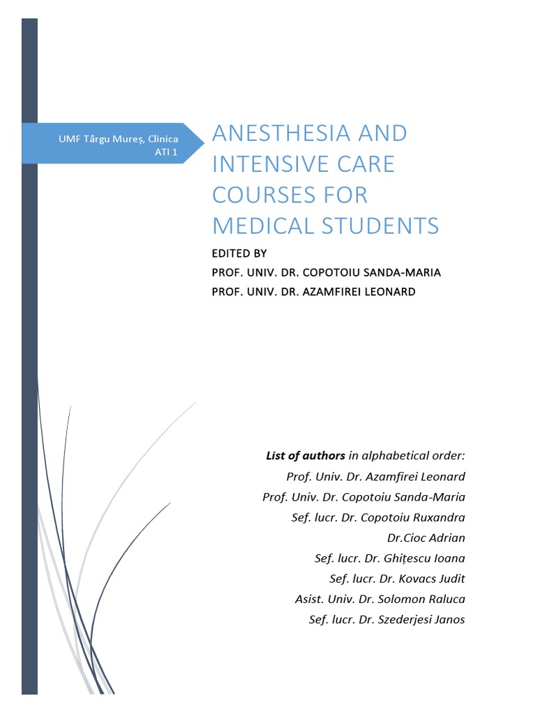 Anesthesia and Intensive Care Courses For Medical Students | PDF ...
