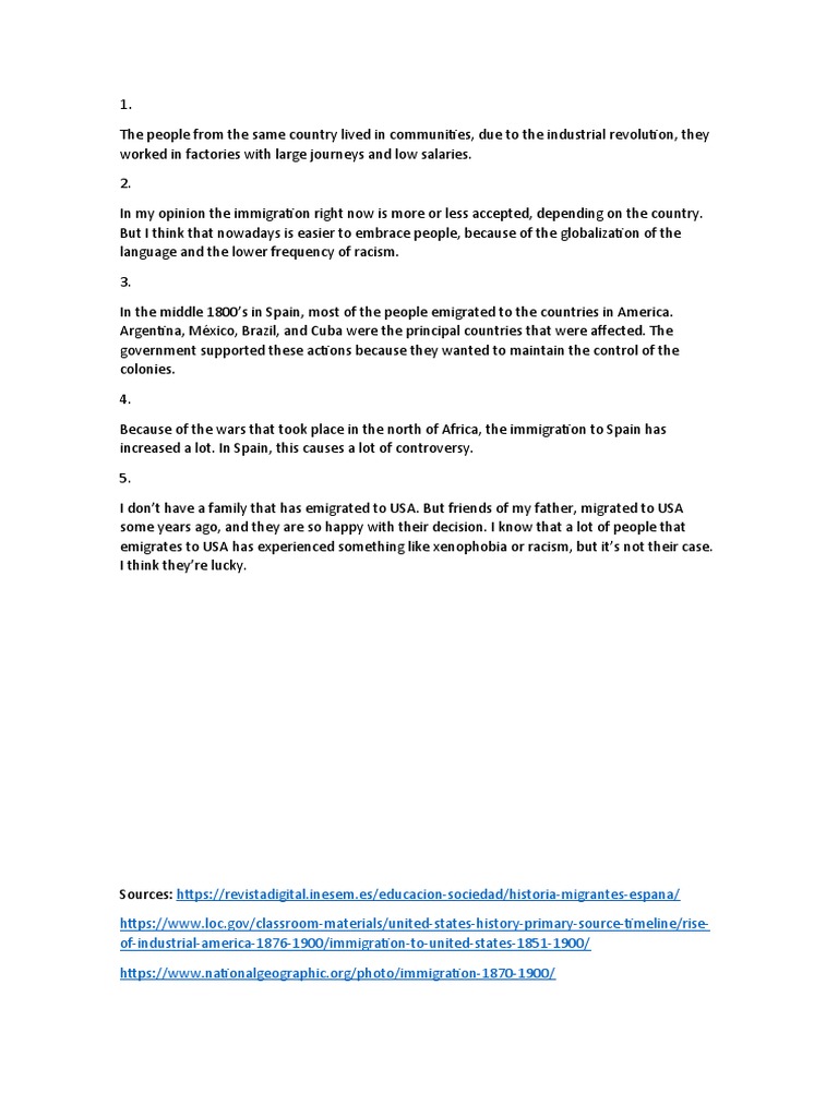 Immigration in The Late 1800 Finished | PDF