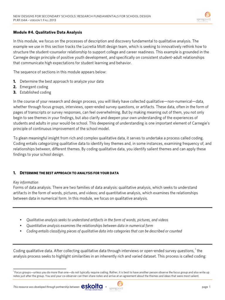 Module #4. Qualitative Data Analysis | PDF | Qualitative Research ...