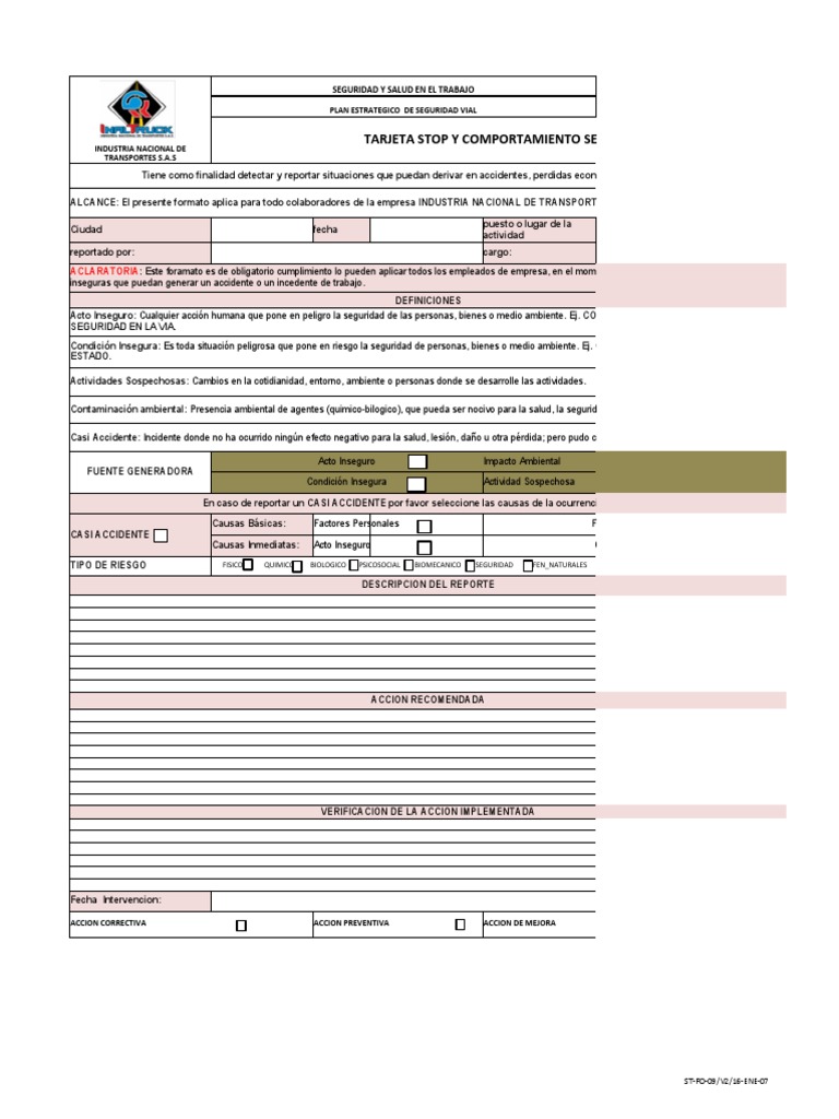 Tarjeta STOP | PDF | Accidentes