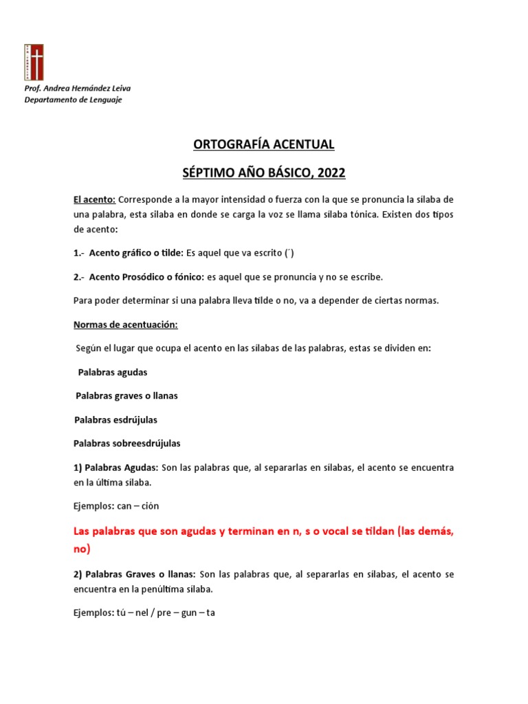 Normas de Acentuación en Español | PDF | Idiomas | Estudios de idiomas ...