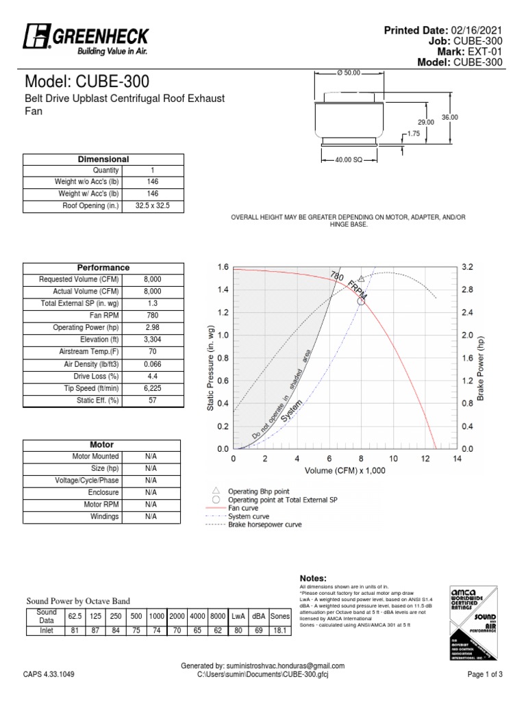 CUBE-300 - Submittal | PDF | Decibel | Belt (Mechanical)
