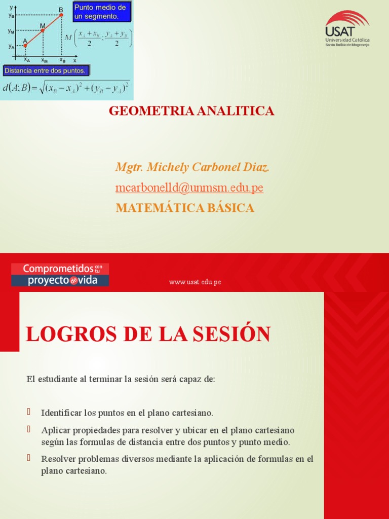 DIAPOSITIVAS GEOMETRIA-DISTANCIA, PUNTO MEDIO Y ECUACION DE LA RECTA ...