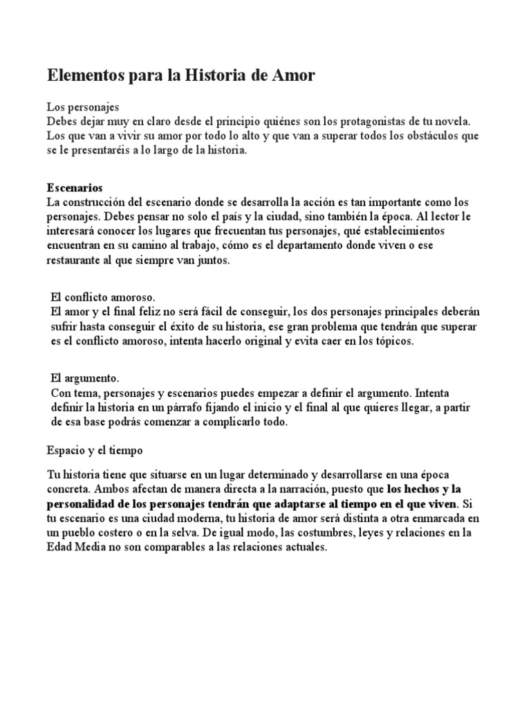 Elementos para La Historia de Amor | PDF
