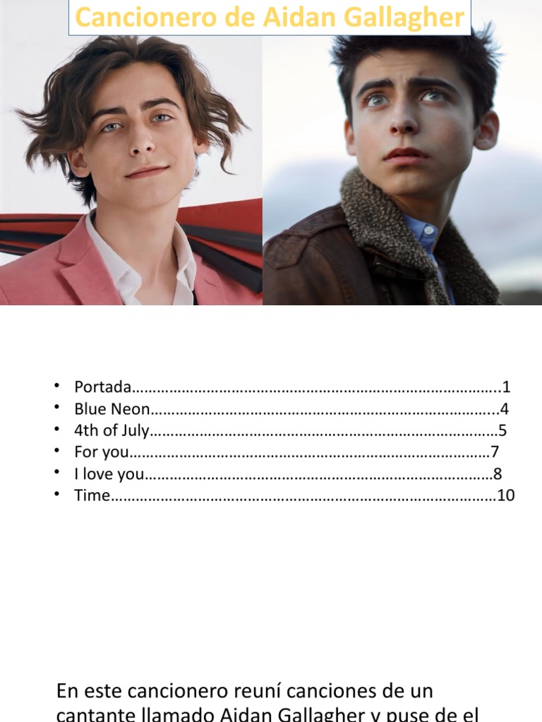 Aidan Gallagher Cancionero | PDF