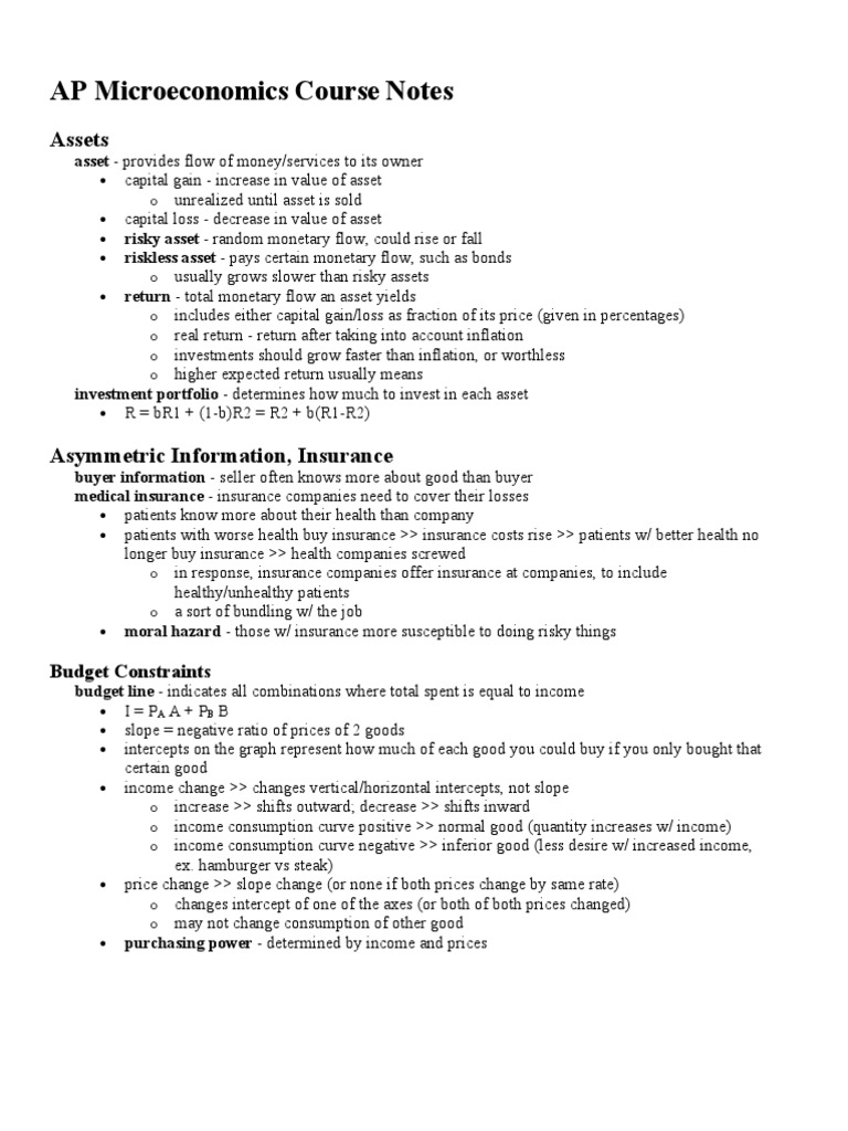 AP Microeconomics Course Notes | PDF | Supply And Demand | Economic ...