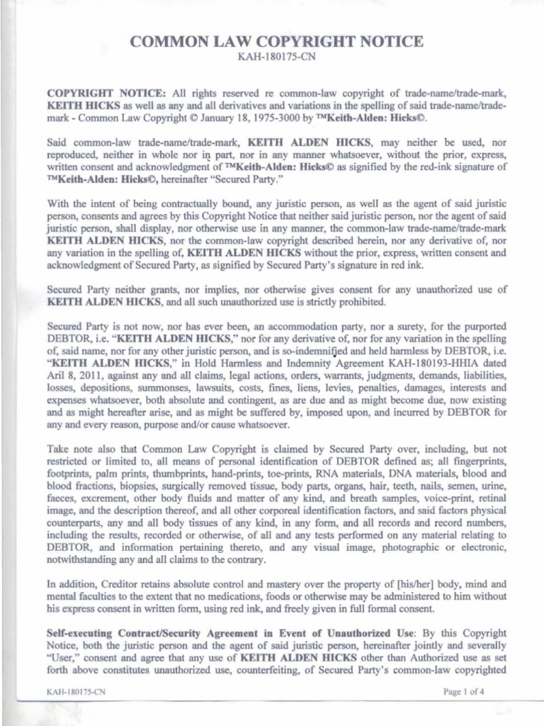 Common Law Copyright Notice | Download Free PDF | Security Interest ...
