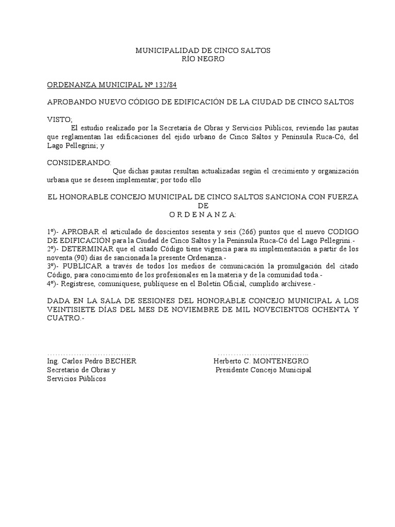 Codigo de Edificacion Cinco Saltos | PDF | Multa (pena) | Hormigón
