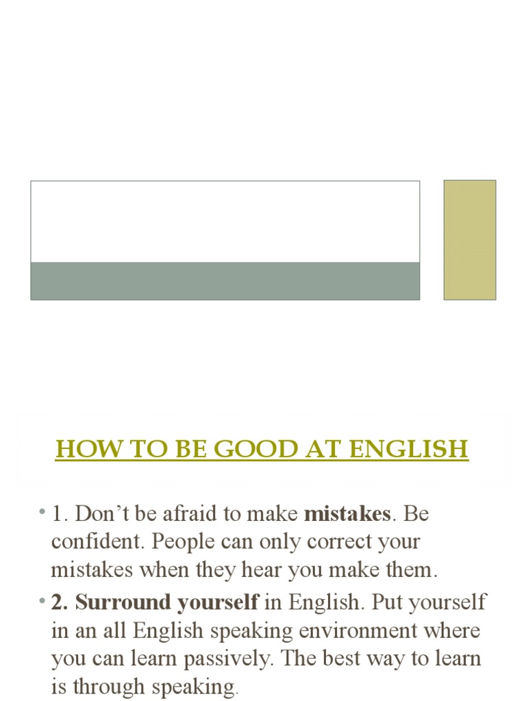 How To Be Good in English | PDF