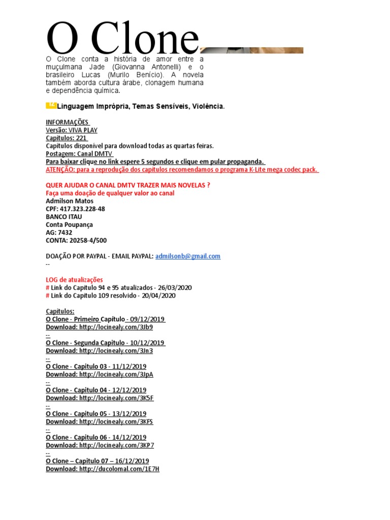 O Clone | PDF | Clonagem | Séries de drama para TV