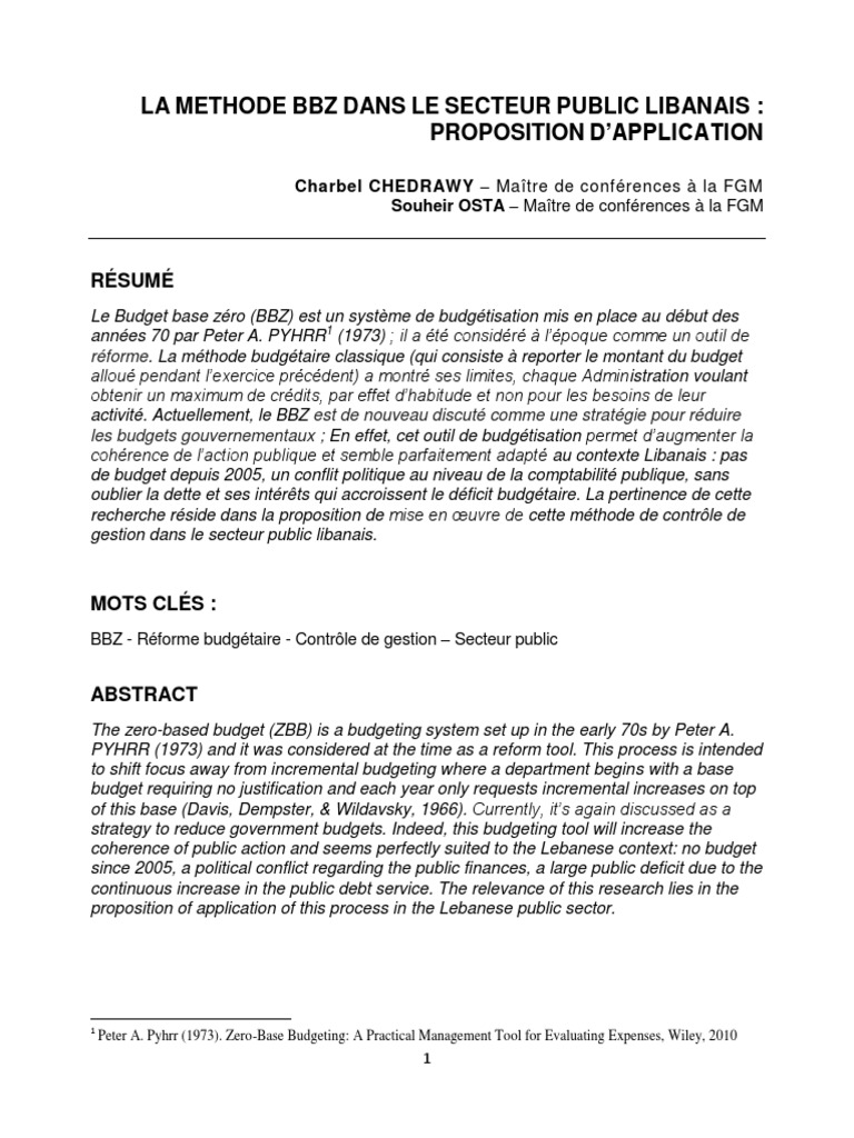 La Methode BBZ Dans Le Secteur Public Li | PDF | Budget | Déficit ...
