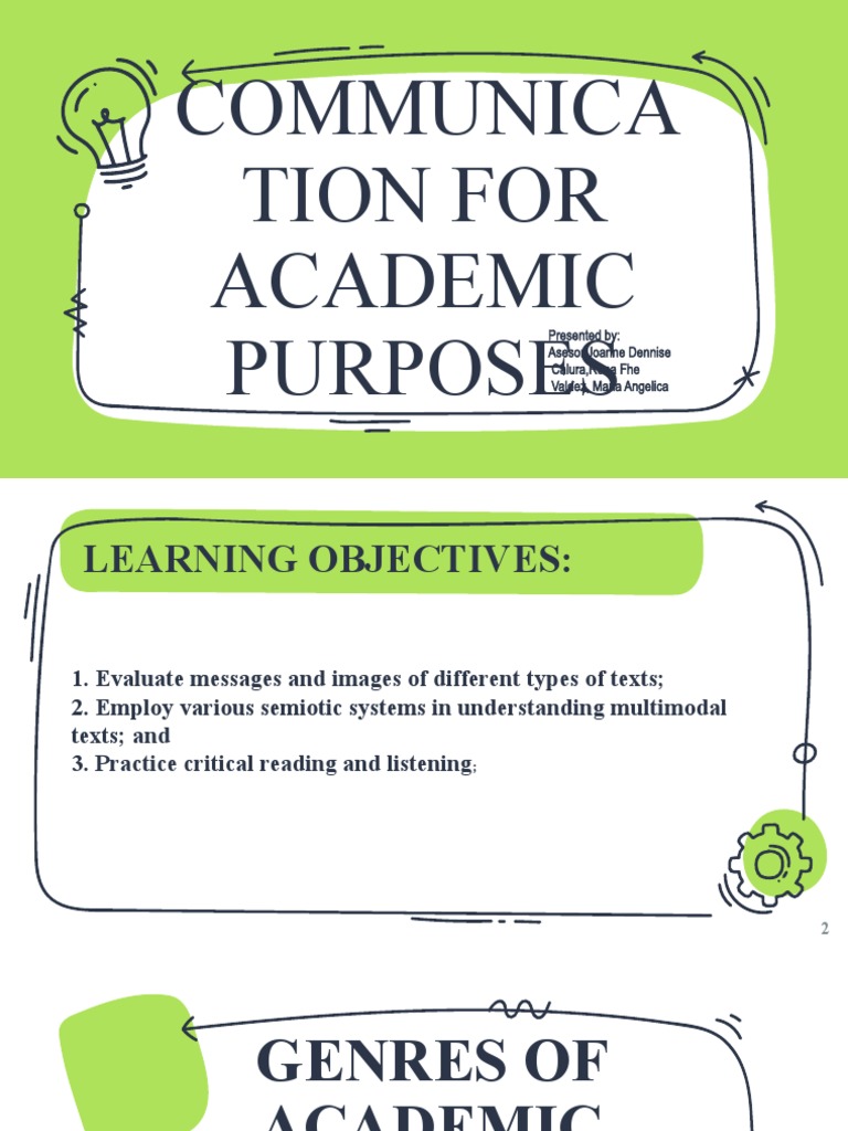 Communication For Academic Purposes - Asessor, Calura, Valdez | PDF