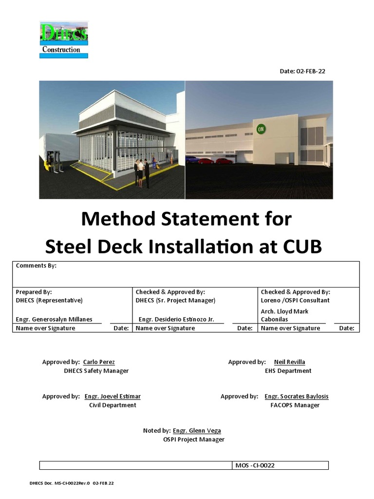 0022-Method Statement For Steel Deck Installation | PDF | Personal ...