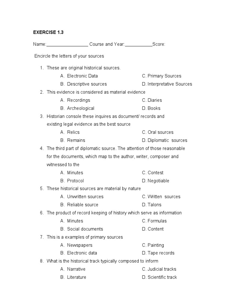 Exercise 3 Prelims Gec | PDF | Primary Sources