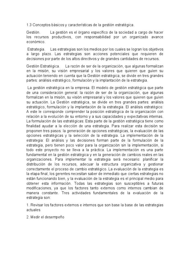 T2 Conceptos Basicos de Gestion Estrategica T-2 | PDF | Planificación | Gestión estratégica