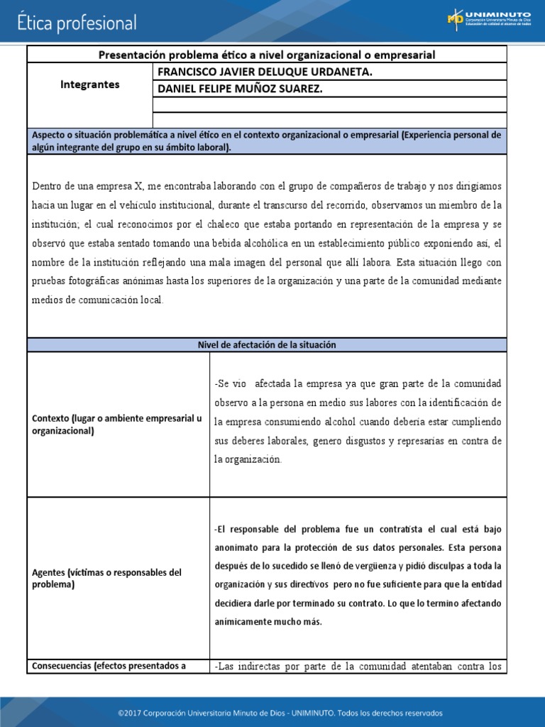 Problema Ético A Nivel Organizacional o Empresarial | PDF | Business