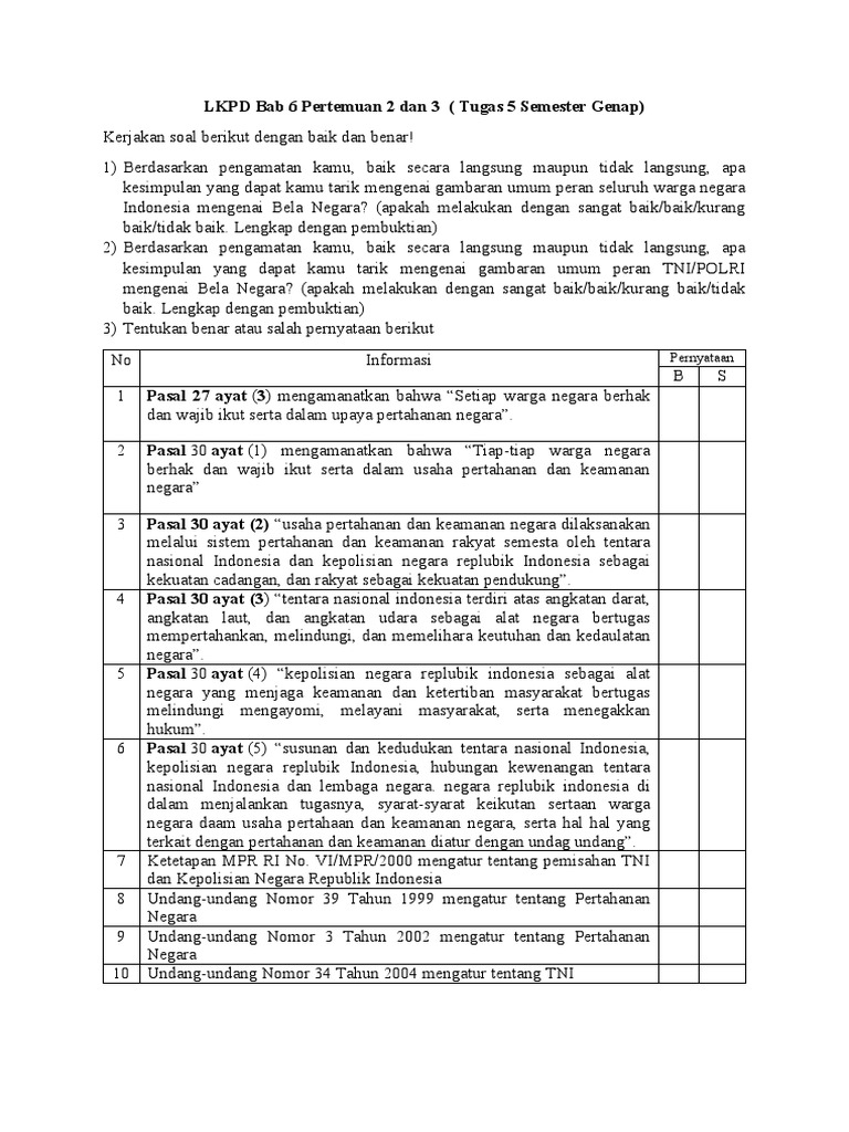 LKPD Bab 6 Pertemuan 2 Kelas 9 (Tugas 5) | PDF