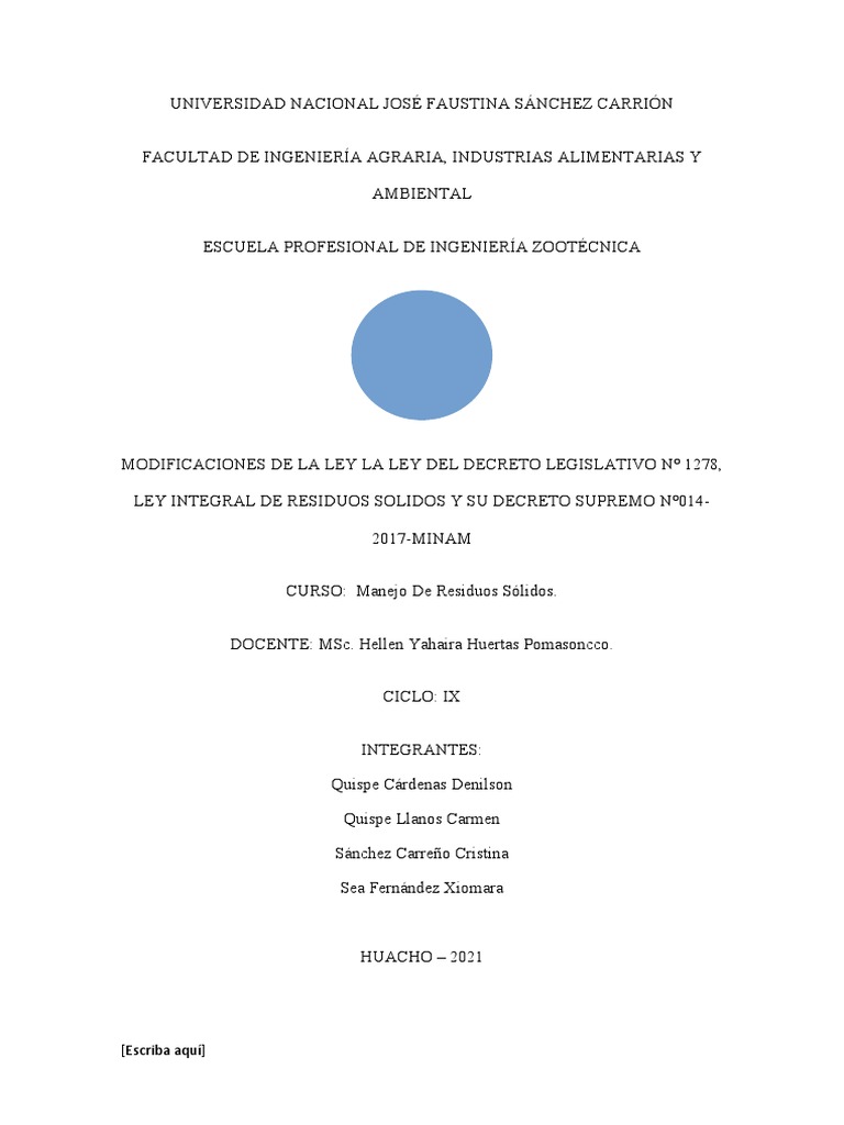Ley 1278 M.R | PDF | Residuos | Evaluación de impacto ambiental