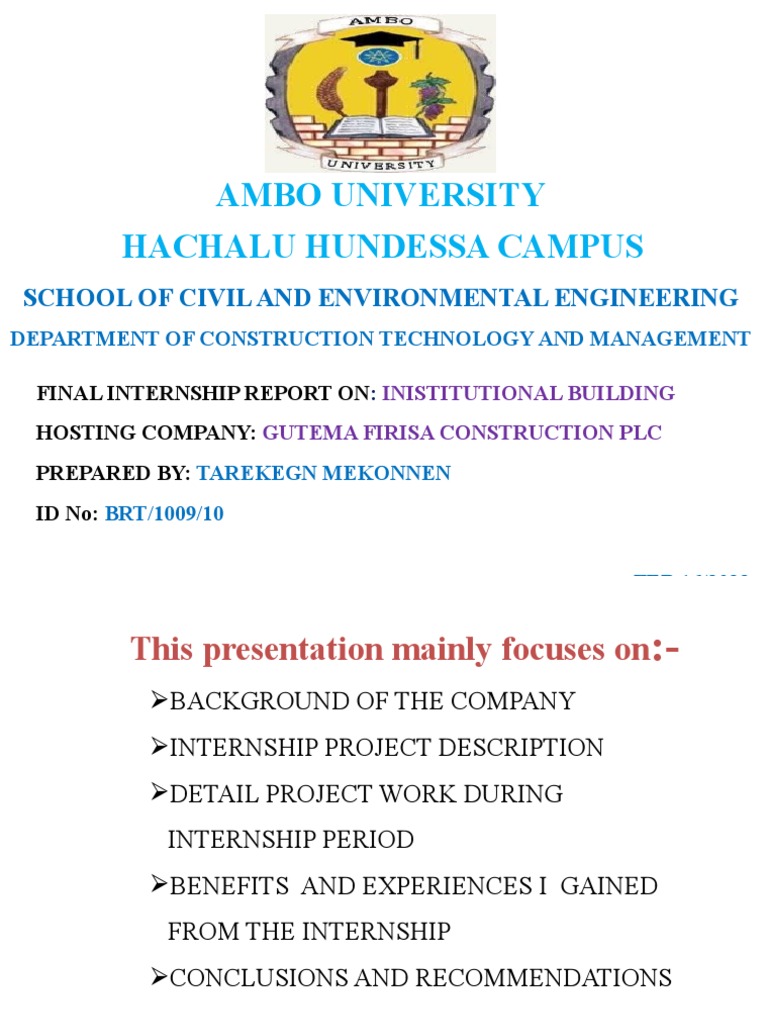 Ambo University Hachalu Hundessa Campus: School of Civil and Environmental Engineering | PDF ...