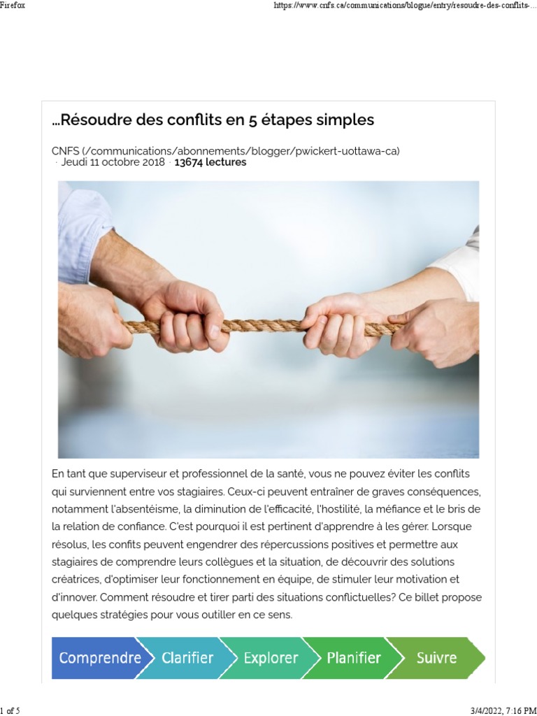 Résoudre les conflits en 5 étapes | PDF | Évolution de carrière