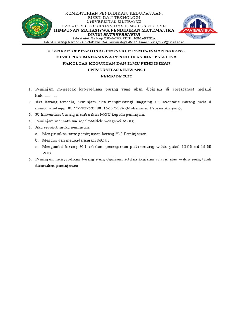 SOP Inventaris Barang | PDF