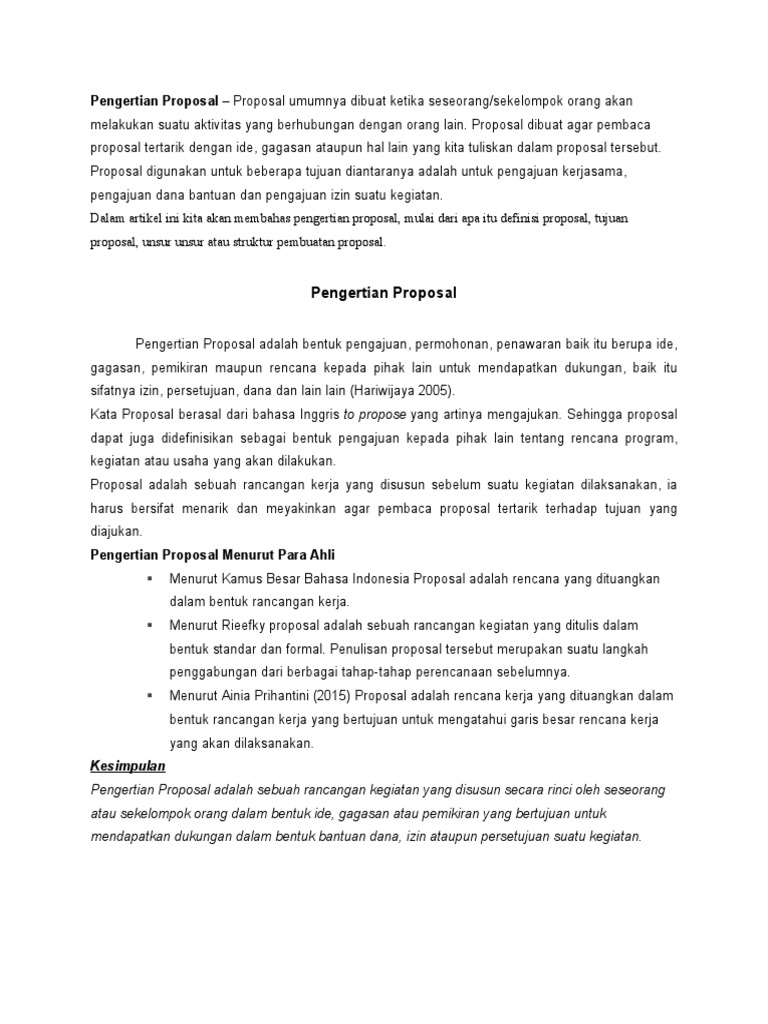 Pengertian Proposal | PDF