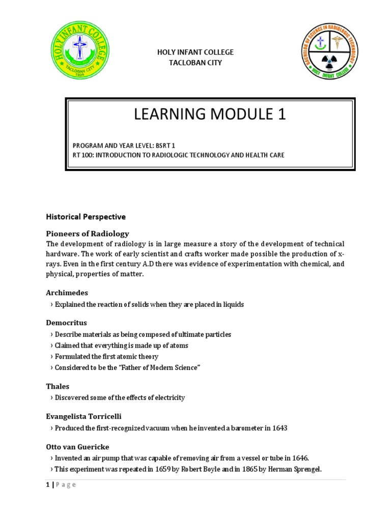 RT100 - LM1 Introduction To Rad Tech | PDF