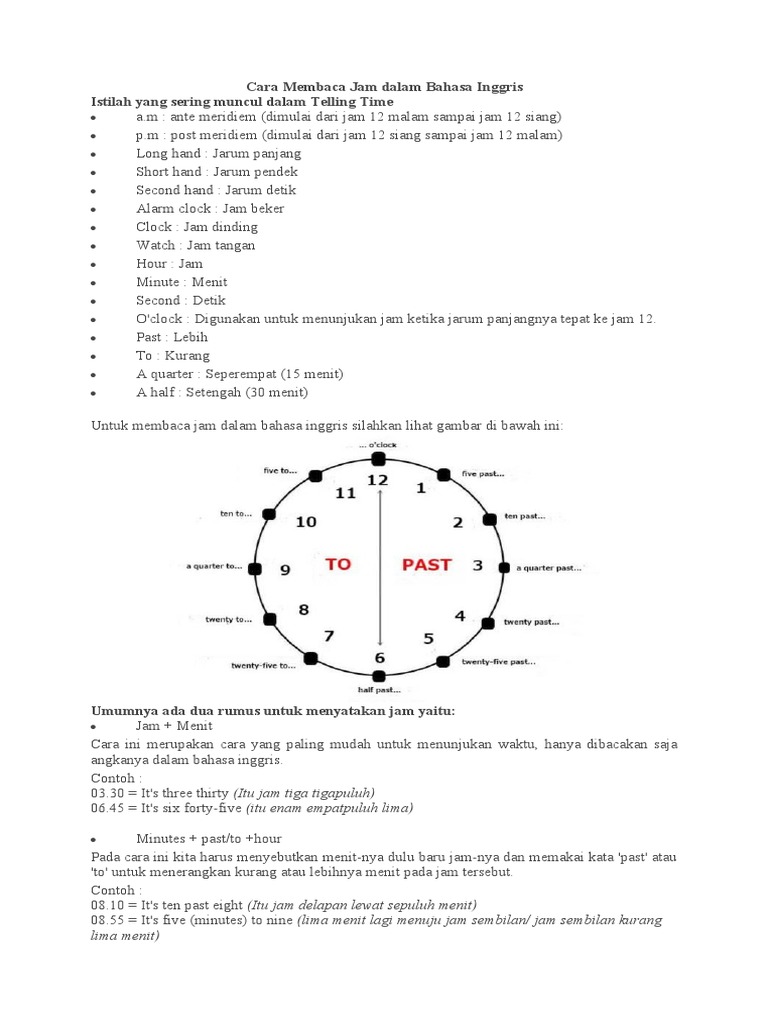 Materi Kelas 3 Telling Time (Membaca Waktu) | PDF