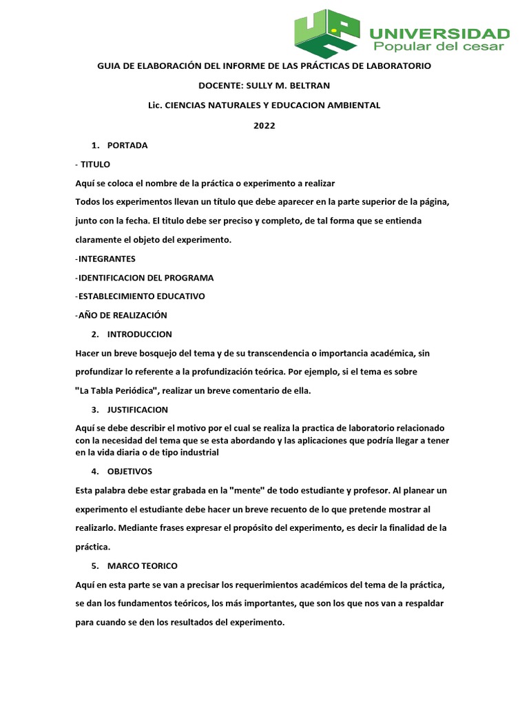 Guia de Elaboracion de Informe de Lab | PDF | Materiales | Ciencias fisicas
