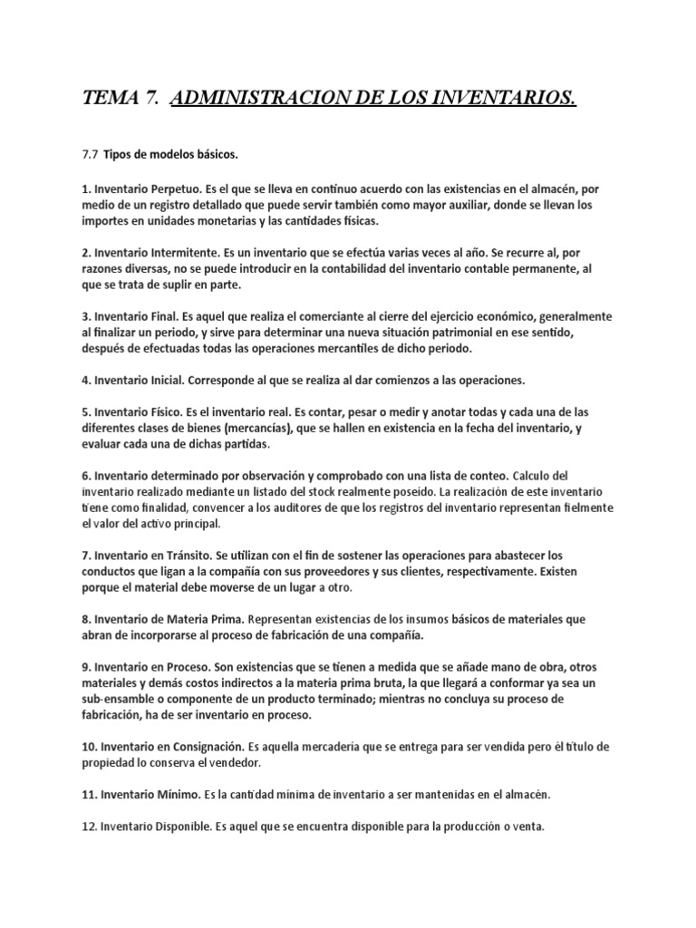 Tema 7. Administracion de Los Inventarios. | PDF | Inventario | Lean ...