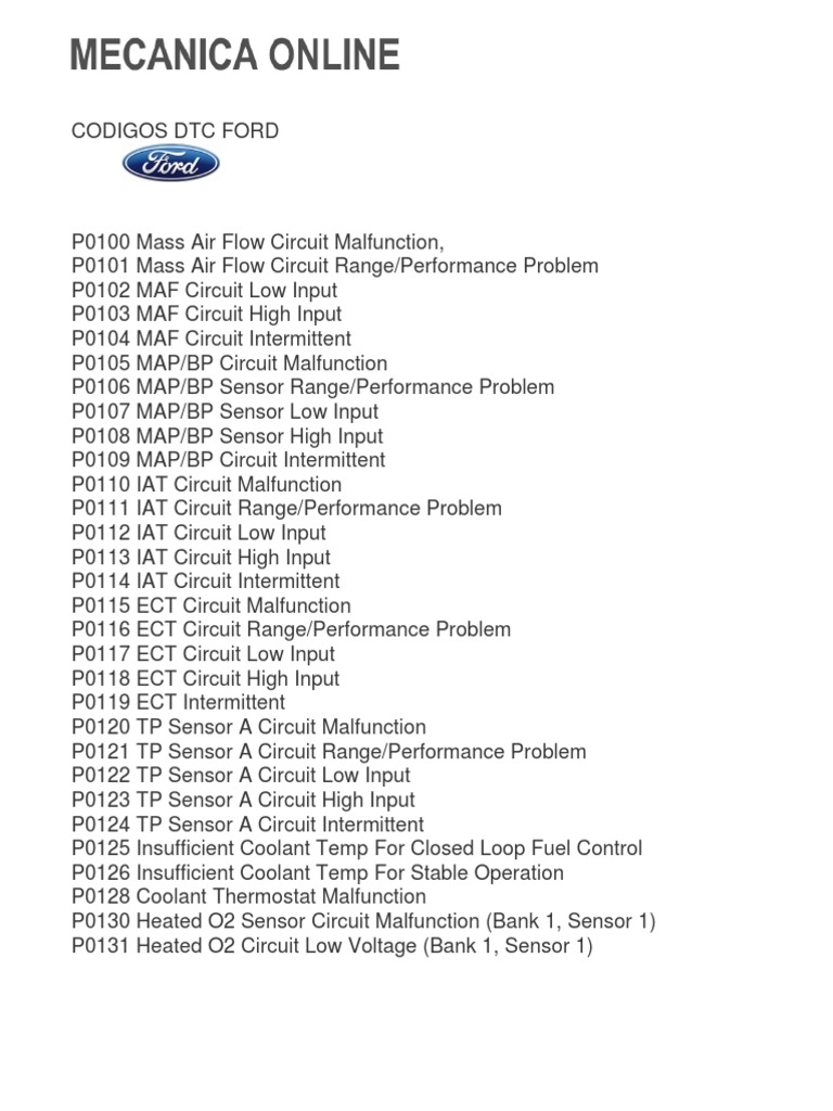 Codigos Ford | PDF