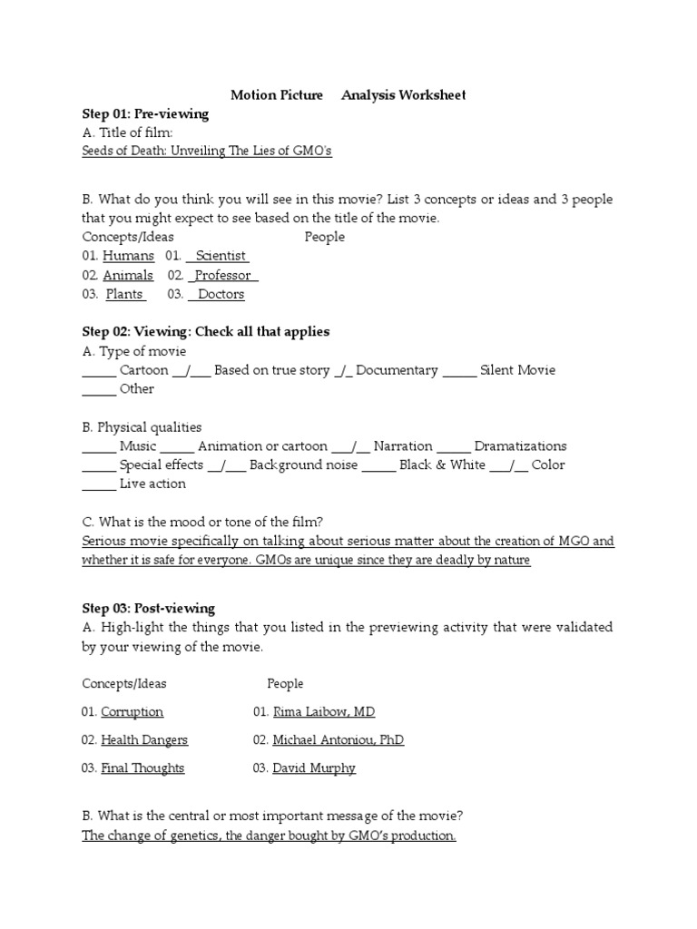 GMO Documentary Analysis Guide | PDF | Genetically Modified Organism