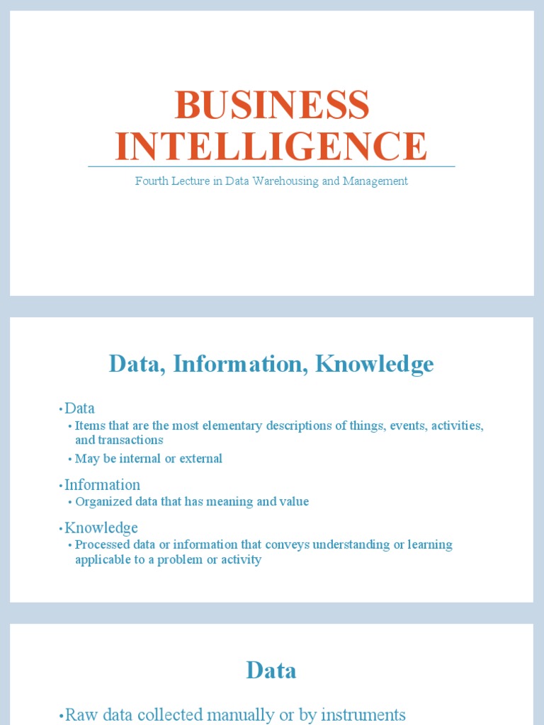 4th - Business Intelligence | PDF | Data Warehouse | Databases