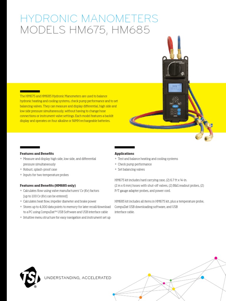 MODELS HM675, HM685: Hydronic Manometers | PDF | Pressure Measurement ...