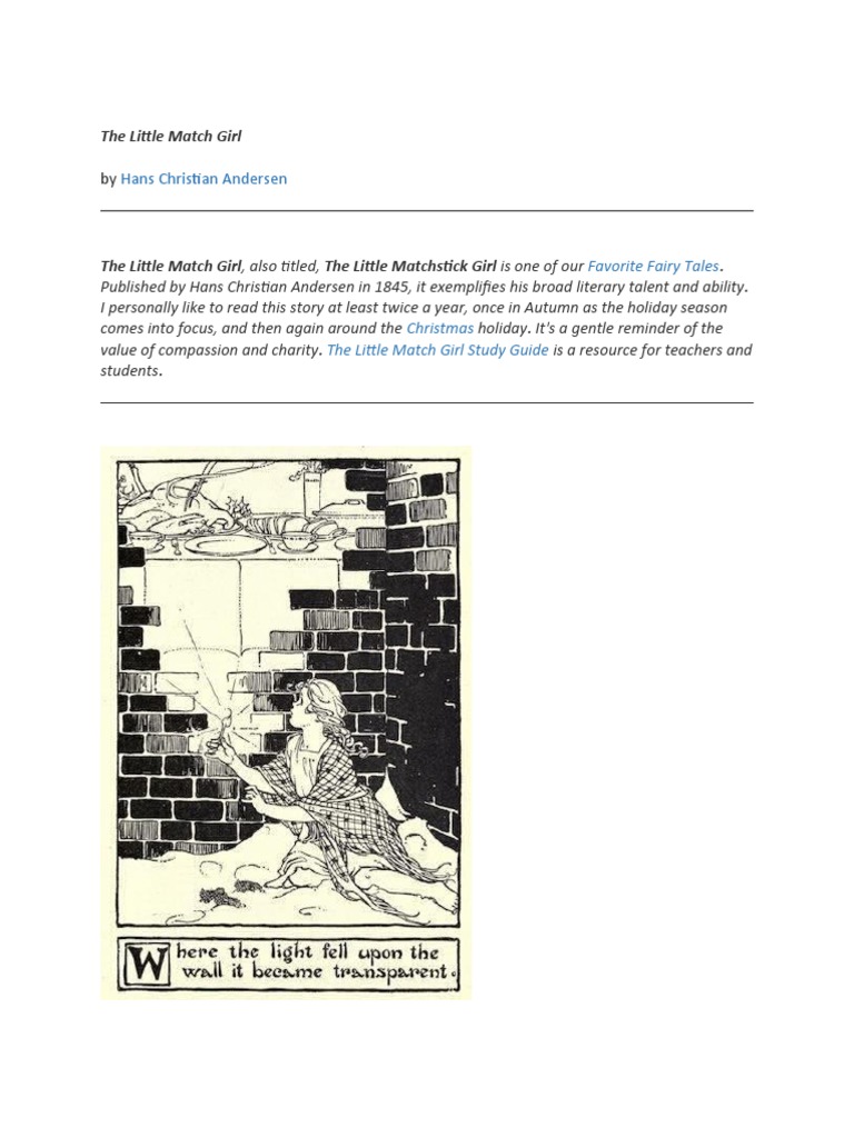 Hans Christian Andersen: The Little Match Girl | PDF