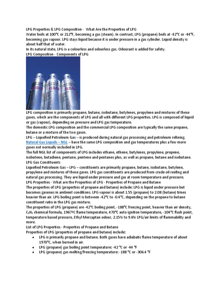 LPG Properties | PDF
