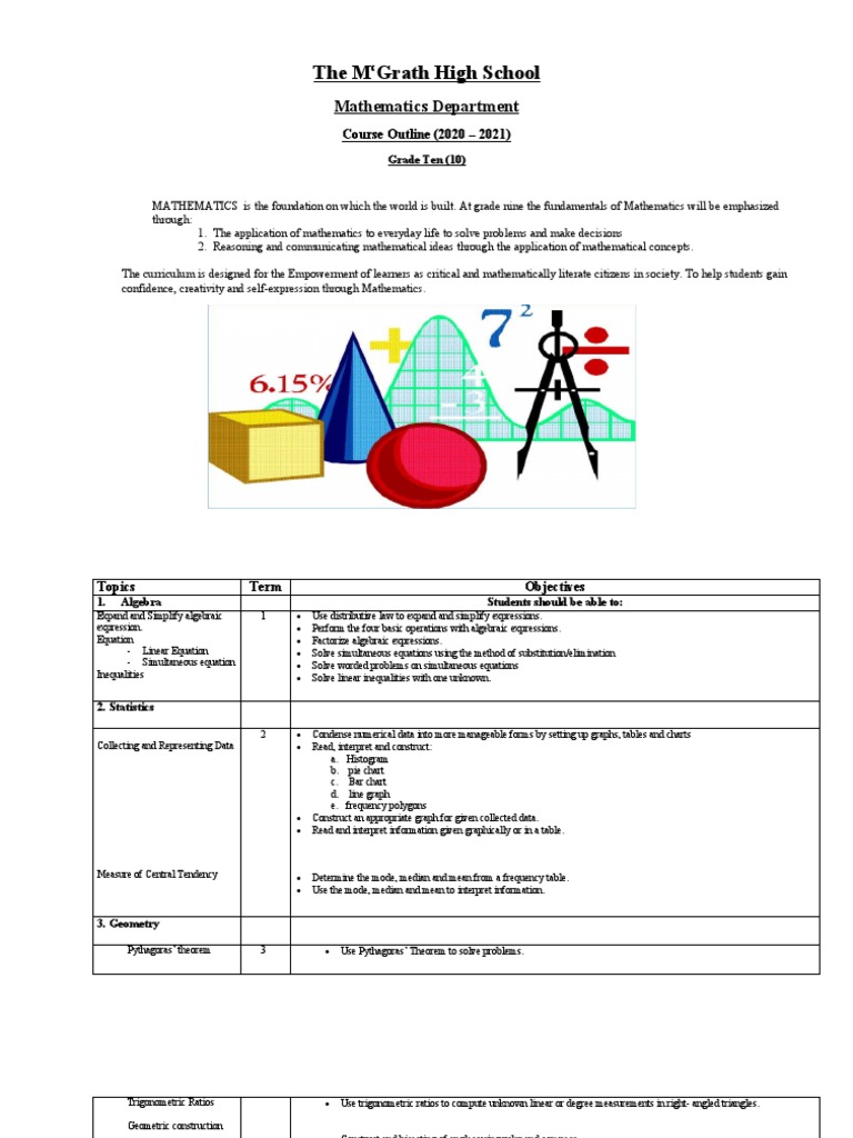 4th Form Course Outline (2020-2021) | Download Free PDF | Mathematics ...