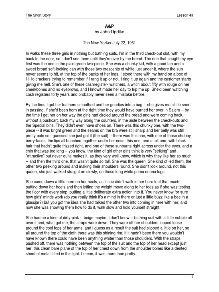 By John Updike: The Short Story Lesson 4a | PDF